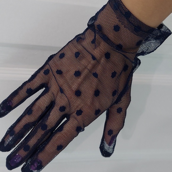 Cardinal Glove Company | Accessories | Nwt Navy Polka Dot Sheer Gloves ...